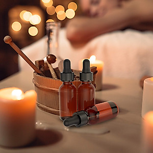 Nylea 8 Pack Essential Oil Bottles - Round Boston Empty Refillable Amber Bottle with Glass Dropper for Liquid Aromatherapy Fragrance Lot - (1 oz) 30ml