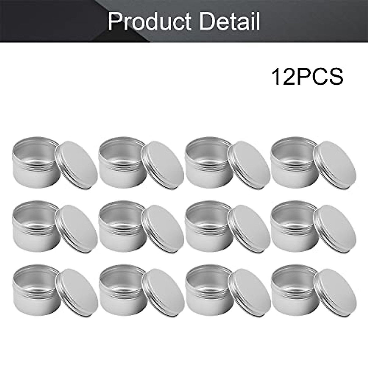 Othmro 12pcs 2.7oz Metal Round Tins Aluminum Tin Cans Containers with Screw Lid, 68 * 42mm(DxH) Silver tin cans for Salve, Spices, Lip Balm, Tea or Candies 120ml