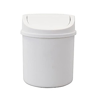 Callyne 0.5 Gallon White Tiny Desktop Waste Cans, Mini Swing Top Trash Can
