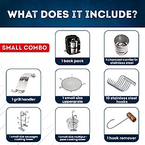 EL BARRIL Grill & Smoker Barrel SMALL Basic Combo| 100% Stainless Steel Barrel with 4 accessories| You can Grill, Smoke, Roast and Bake| Smokeless, Even Heat Distribution & Perfect for Your Meats