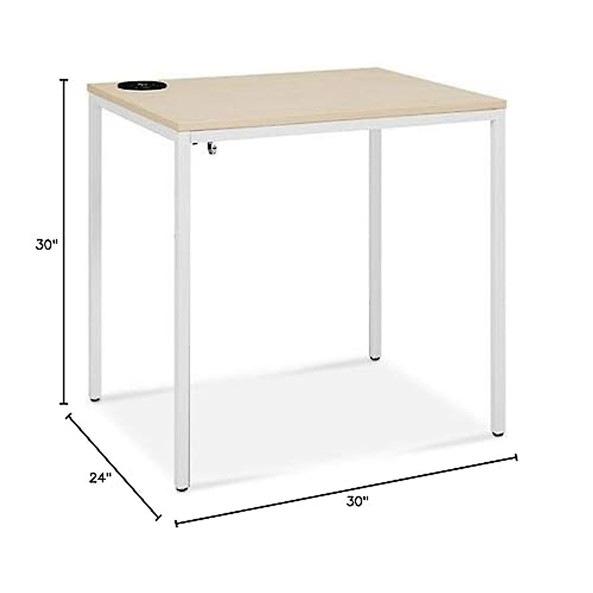 Brite Table Desk 30" W x 24" D x 30" H - Light Maple Top/White Steel Frame - Commercial Quality