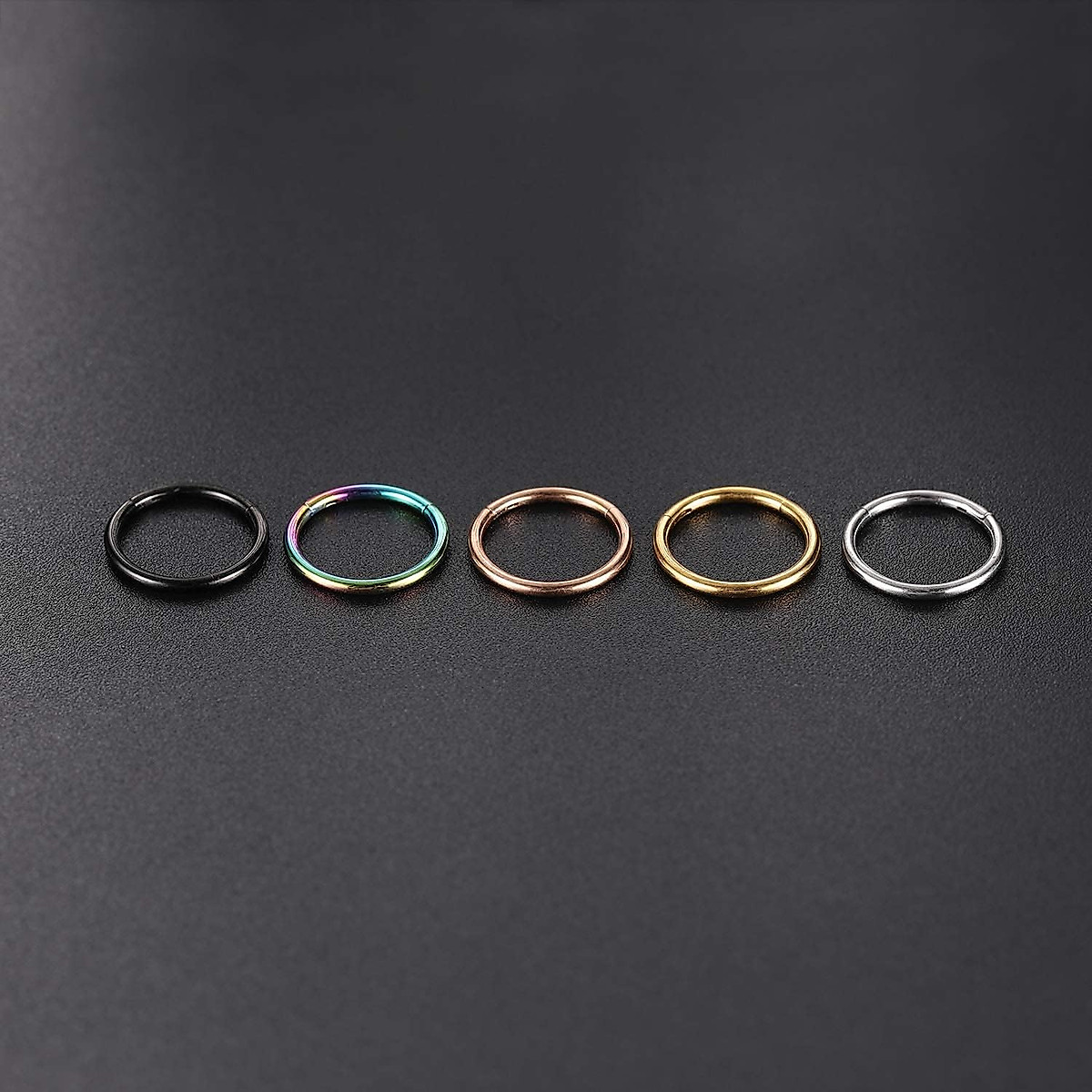 Conch Hoop Ring Hinged Segmet Clicker Seamless Nose Rings Hoops 316L Surgical Steel Rose Gold Septum Jewelry 16G Cartilage Tragus Earrings Helix Rook Daith Ring Lobe Lip Hoop Piercing Jewelry 10mm