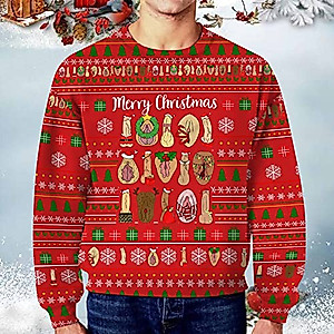 Ugly Christmas Sweatshirts For Men Funny Funny Holiday Pullover Sweater Unique Graphic Top Crewneck Long Sleeve