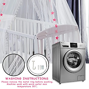 Bed Canopy for Kids - Bed Canopy Mosquito Net with Pom Poms and Felt Stars by Kiddigard - Bed Canopy for Girls - Bed Canopy Baby - Bed Canopy Set.