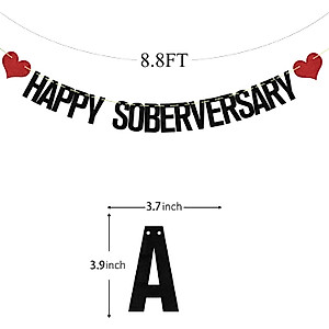 Happy Soberversary Banner, Happy Sober Anniversary Decorations, Happy Sobriety, Perfect for the Celebration of Lengths of Sobriety and Recovery Birthdays Black Red Glitter