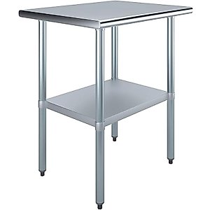 Express KitchQuip Stainless Steel Work Table | Commercial & Residential Kitchen Laundry Garage Utility Bench | NSF Metal Prep Table (24" x 30" Table)