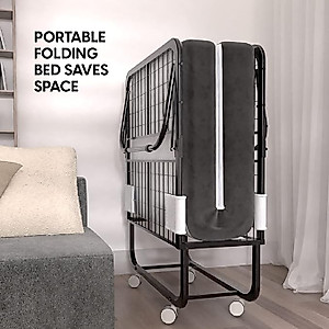 JDMYC Furniture Memory Foam Folding Bed with Mattress, Compact Twin Size Rollaway Bed for Guests, Unsurpassed Comfort with Premium 5-inch Mattress for Space Saving & Portability (Full)