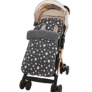 Winter Warm Bunting Bags Universal Baby Infant Stroller Sleeping Bag Windproof Thermal Thick Fleece Lining Toddler Footmuff Anti-Kicking Sleeping Nest Stroller Blanket Cover 0-3 Yrs (Grey Stars)
