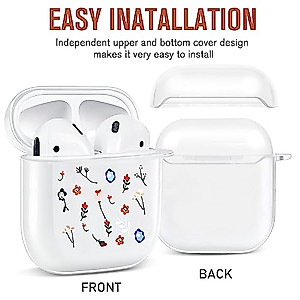 Case for Airpod Case 2nd Generation,Floral Cute Airpods Case,Airpod Case 1st Generation,Clear Kawaii Airpod Case Cute Cover with Keychain (Floral 1st/2nd Case)