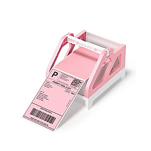 MUNBYN Pink Label Holder for Rolls and Fan-Fold Labels, Shipping Label Roll Holder for Desktop Label Printer Shipping Supplies Industrial Labels…