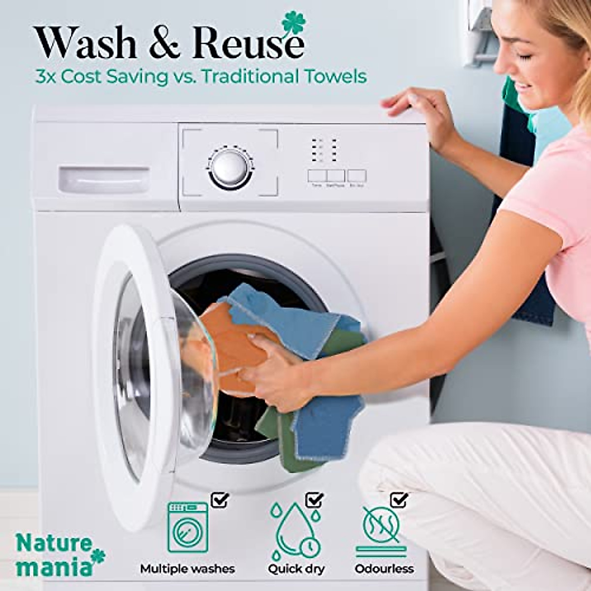 Value Pack of 48 Reusable Paper Towels - Paperless Paper Towels made with Super-Soft, Washable Paper Towel Set for Kitchen,