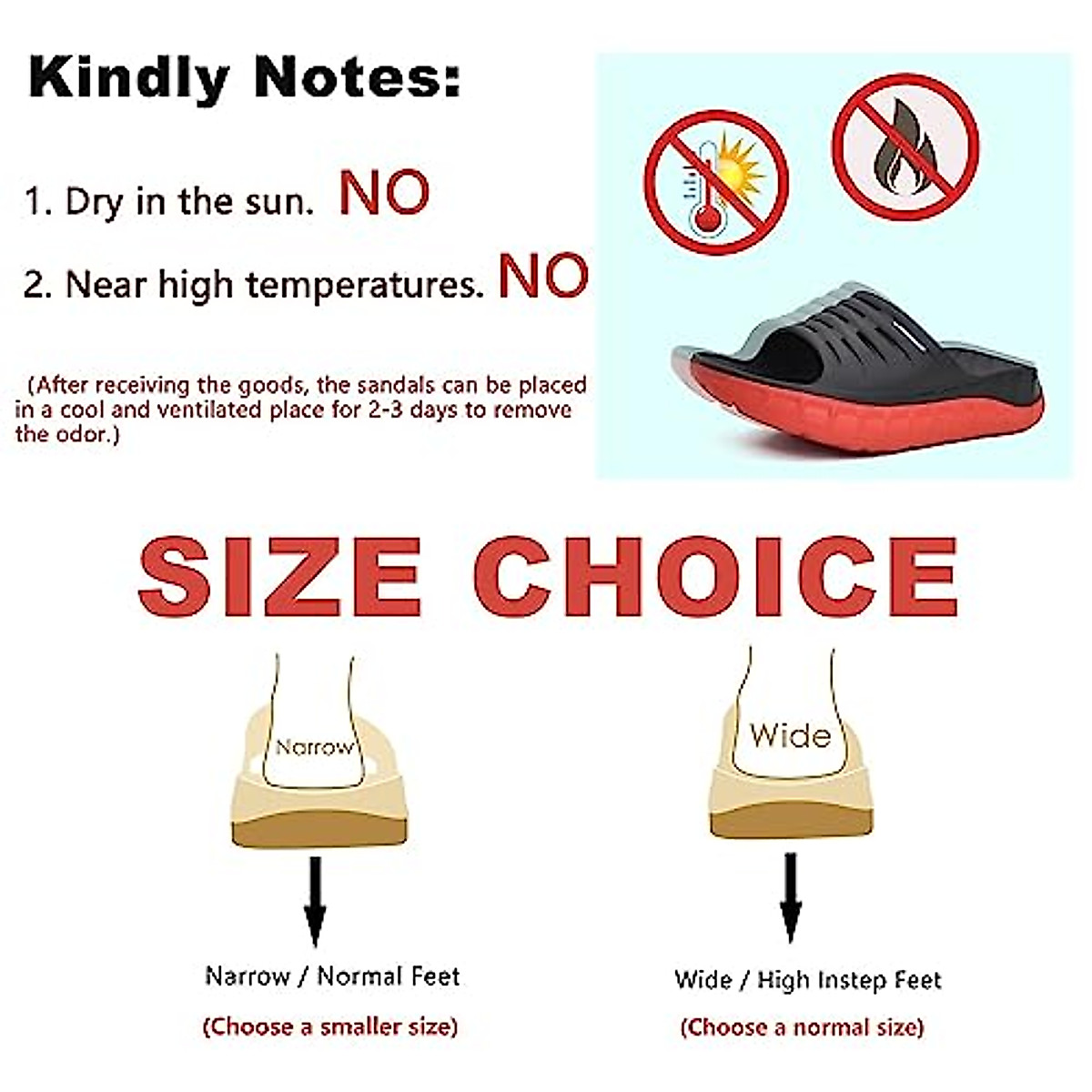 KuaiLu Mens Recovery Walking Sandals Sport Comfort Cushion Athletic Slides Orthotic Plantar Fasciitis Open Toe Slip On Wide Width Thick Foam Sandles Summer Pool Beach Slippers Black Red Size 10