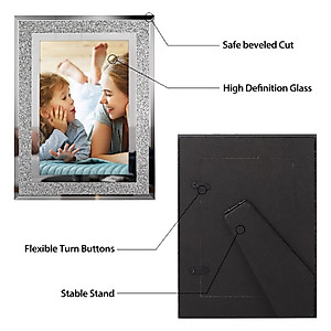 Calenzana 4x6 Picture Frame Sparkle Glass Photo Frames Set for Tabletop, 2 Pack