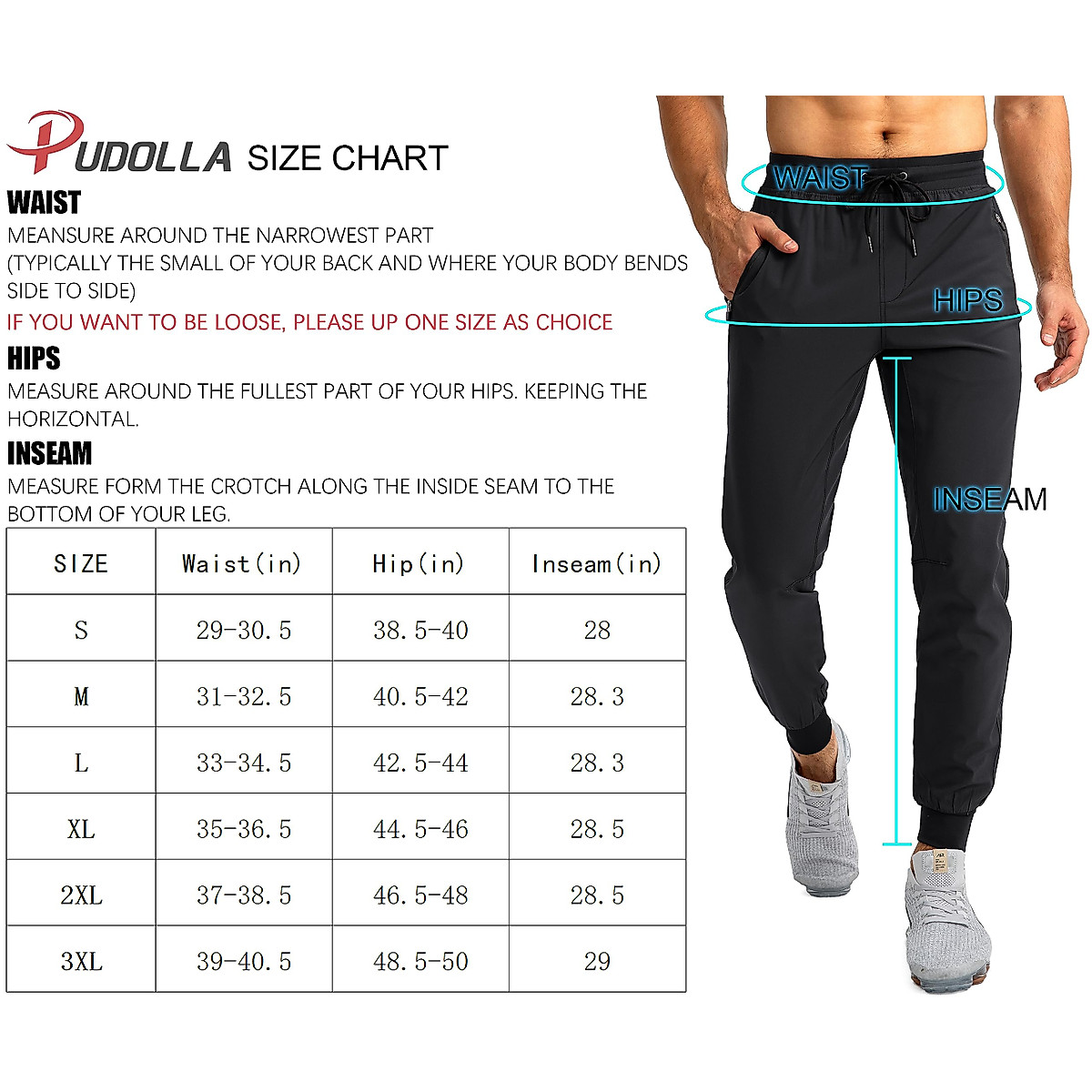 Pudolla Men's Lightweight Jogger Pants Workout Running Tapered Joggers for Men with Zipper Pockets for Athletic Travel Casual(Dark Grey X-Large)