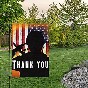 Louise Maelys Patriotic Memorial Day USA Garden Flag 12x18 Double Sided Vertical, Small Burlap Thank you Military Soldiers Garden Yard Flags Banner, Independence Day Outdoor House Decorations (ONLY FLAG)