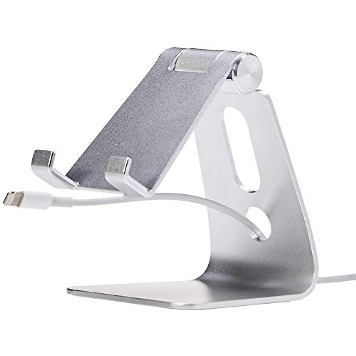 Amazon Basics Adjustable Aluminum Cell Phone Desk Stand for iPhone and Android, Silver