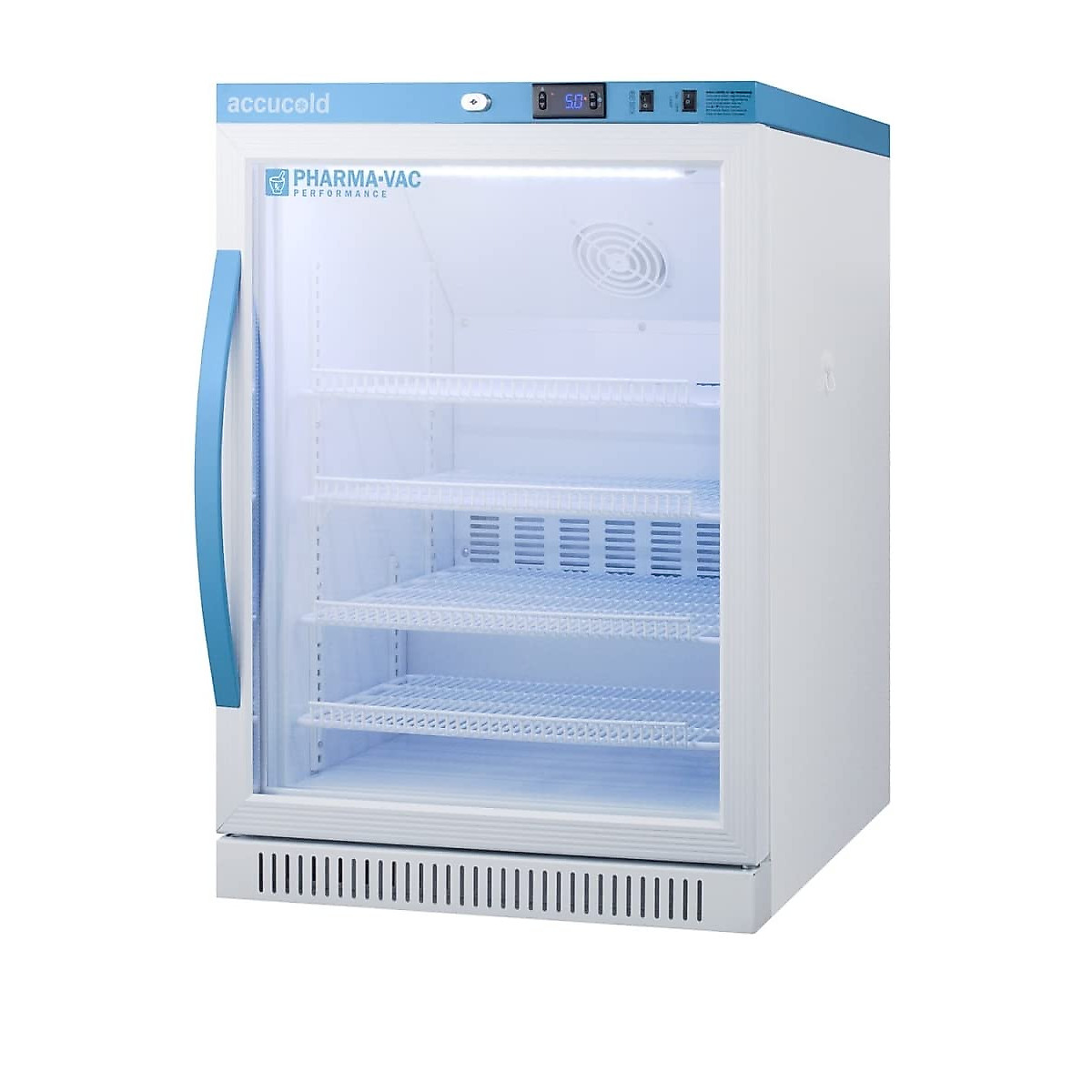 Summit Appliance ARG6PV Pharma-Vac Performance Series 6 Cu.Ft. Freestanding ADA Compliant Height Vaccine Refrigerator with Glass Door, Automatic Defrost, Digital Thermostat and White Cabinet