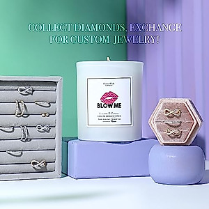 Blow Me Surprise Candle with Diamond Inside | Foreverwick Candles | Scented Soy Candles Gifts for Women Anniversary Candle Wax | Romance Candles All-Natural Organic Soy Candle 14oz | 70h