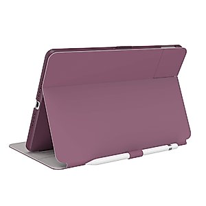 Speck Balance Folio Case for iPad 10.2 Inch (2019-2021) - Drop & Camera Protection, Slim Multi Range Stand, Apple Pencil Holder - Plumberry Purple/Crushed Purple/Crepe Pink