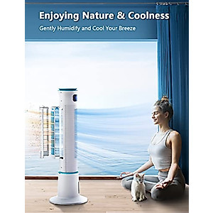 Evaporative Air Cooler - COMFYHOME 3-in-1 Portable Air Conditioner, 4 Modes Cooling Fan, 20Ft Remote & 15H Timer, Quiet Evaporative Cooler, 70° Oscillation,1-Gal Water Tank Room Cooler for Home Office