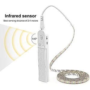 Motion Sensor Strip Light LED Counter Night Lights, Battery Operated LED Strip Light for Wardrobe, Stair, Pantry, Under Cabinet, Cupboard, Bed, Locker