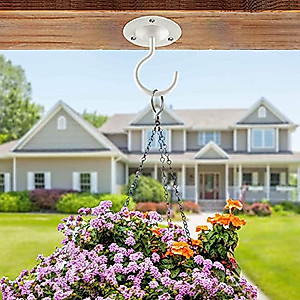 BOLITE Ceiling Hooks for Hanging Plants, Wall Mount Metal Hangers for Bird Feeders, Plants, Lanterns, String Lights, Wind Chimes, Indoor and Outdoor Decorations, Retro White, 4 Pack
