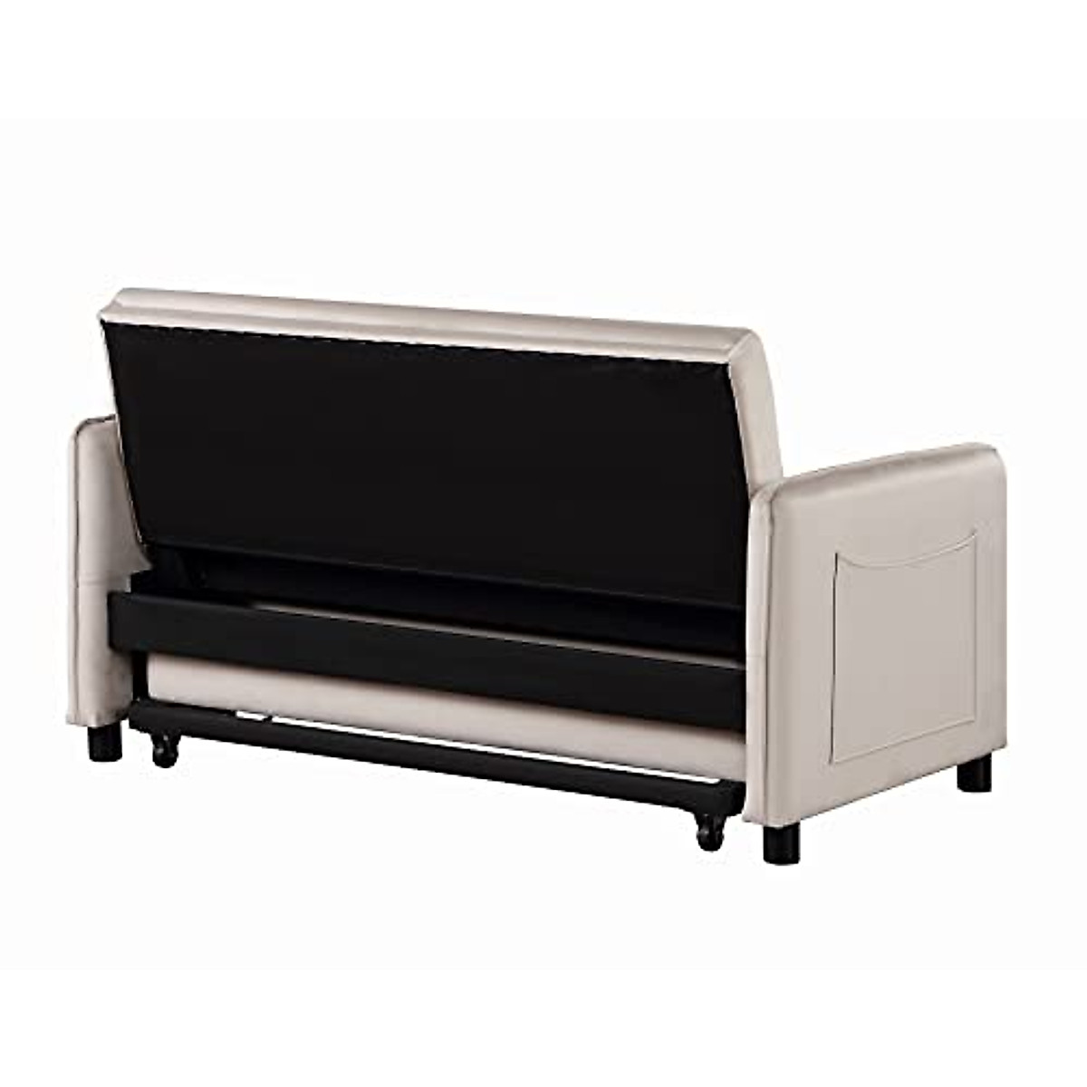 Caroun 57" Pull Out Sleep Sofa Bed Sofa Sleeper 2-in-1 Adjustable Sleeper with Premium Twin Size Mattress Pad Sleeper Sofa Bed Suitable for Livingroom Bedroom Beige(Beige G)