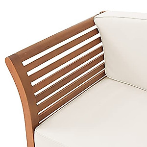 Stamford Eucalyptus Wood 2-Seat Patio Outdoor Bench with Cushions, 57"W x 24"D x 31"H and 47"W x 22"D x 18"H Seat, Weather-Resistant and Durable, Coordinates with Collection, Indoor-Outdoor Furniture