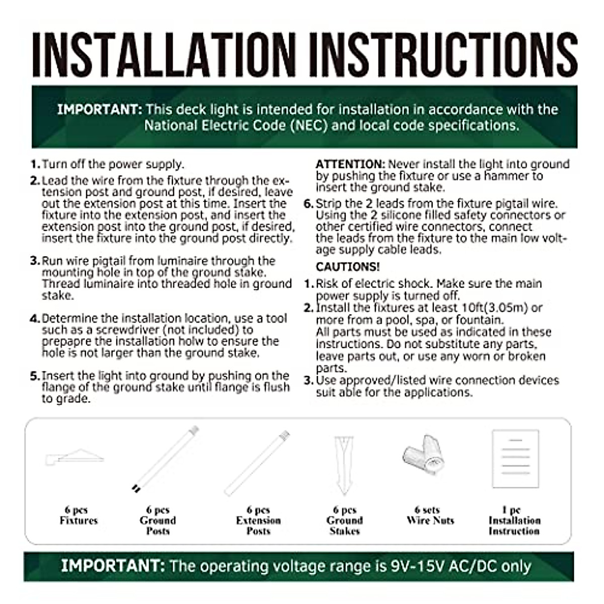 GKOLED 6 Pack Low Voltage LED Landscape Pathway Light, Outdoor Garden Yard Walkway Sidewalk Driveway Lighting, Waterproof Path Lights with Large Stake, 3W 3000K, Die-cast Aluminum Housing, Black