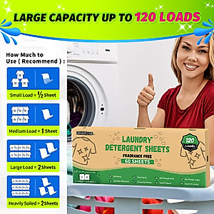 HOMERHYME Laundry Detergent Sheets - Up to 120 Loads (60 Sheets),Unscented,Plastic Free,Laundry Detergent Strips for Travel,Dorms, Home,Apartments,Liquidless Technology,Eco Friendly& Hypoallergenic