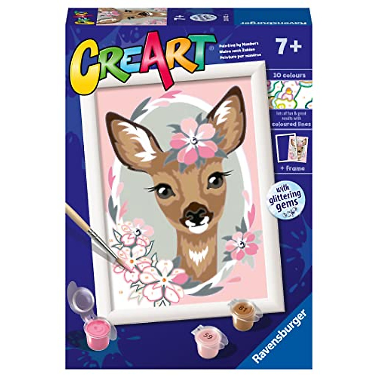 Ravensburger CreArt Delightful Deer Paint by Numbers Kit for Kids - Painting Arts and Crafts for Ages 7 and Up