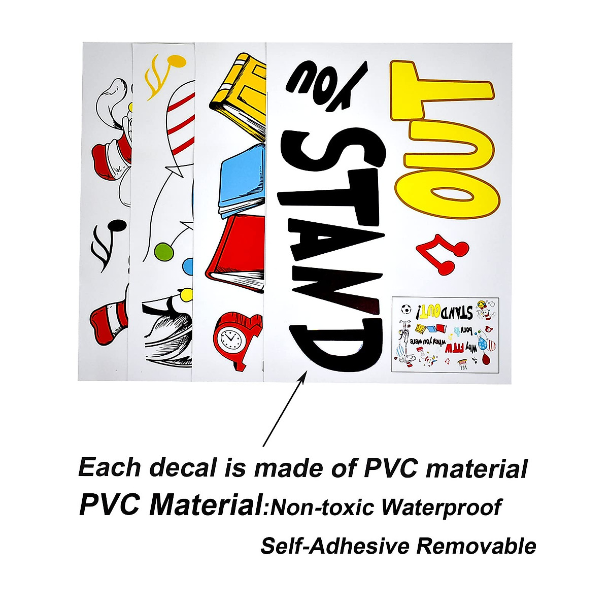 Maydahui Why Fit in When You were Born to Stand Out Wall Decal Dr Seuss Quote Wall Vinyl Sticker (21.2 x 30.6 Inch) Peel Stick Removable Kids Room Art Mural Decor for Baby Bedroom Nursery Classroom