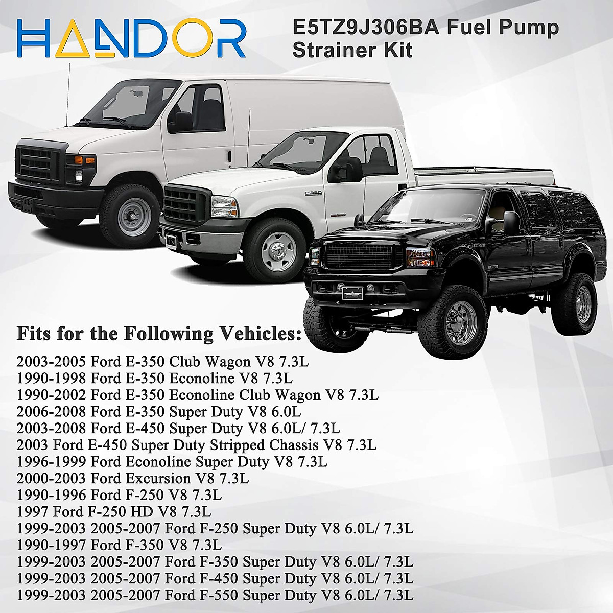 Handor 904-419 E5TZ9J306BA Fuel Tank Screen Sock Filter Fuel Pump Strainer Compatible with Fo-rd E350 E450 F250 F350 F450 F550 6.0 7.3L V8 Diesel, Replaces 4C4Z9365BA 4C4Z-9365-BA Fuel Pump Strainer