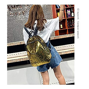 GANYGLE Sequin bag leisure travel backpack campus student schoolbag Holographic bag (Yellow)