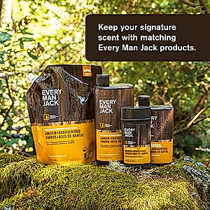 Every Man Jack Nourishing Amber + Sandalwood Mens Body Wash for All Skin Types - Cleanse, Nourish, and Hydrate Skin with Naturally Derived Coconut, Glycerin - 2 Bottles