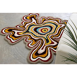 Anthrofy Illusion Waves Area Rug – 5’ x 8' – Handmade Wool Area Rugs – Multi Color – Rugs for Living Room, Bedroom – Anti-Skid – Carpets with Non-Slip Natural Backing with 100% Cotton