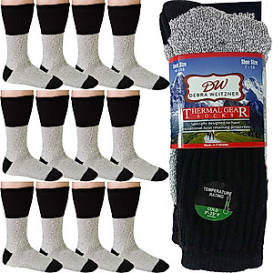 Debra Weitzner 12 Pair Thermal Winter Socks for Men and Women Extreme Cold Weather Insulated Heated Warm Socks for Camping Hunting Skiing etc