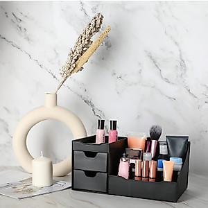 Mantello Bathroom Organizer Countertop- Make Up Organizers and Storage-, Makeup Organizer for Vanity- Black