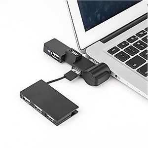 LIXINTIAN USB 2.0 HUB, [90°/180° Degree Rotatable] Mini USB 2.0 Hub 4 Port USB Hub for Notebook, USB Flash Drives, Mobile HDD, Laptop, PC - Black