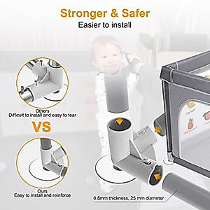 Voovc Premium Baby Playpen with Mat, 71x60 Inches Extra Large Playpen for Babies and Toddlers, Indoor & Outdoor Activity Center, Safety Baby Play Pen with Gate Prints