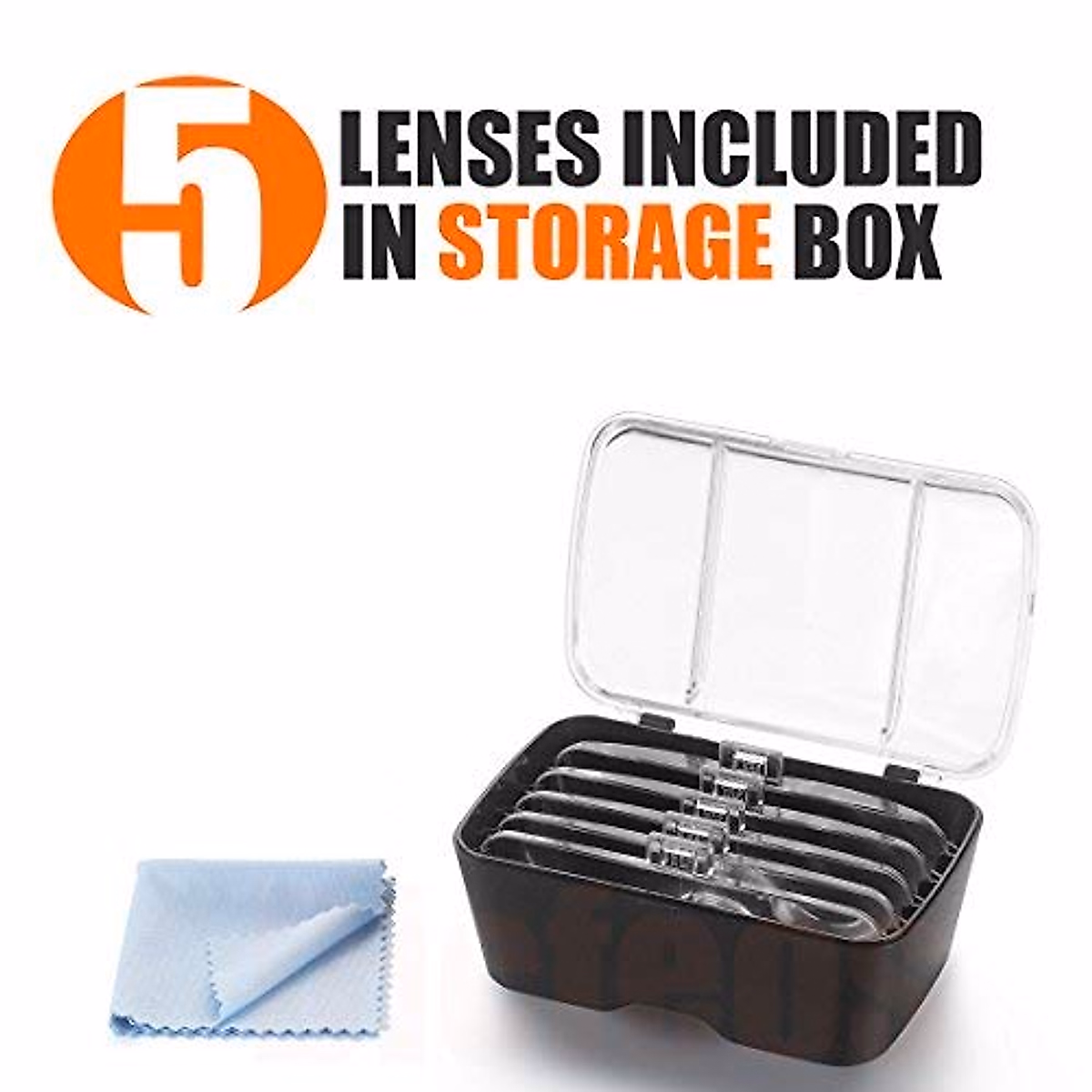 Dicfeos Magnifying Glass with Light for Close Work, Headband Lighted Magnifier with 5 Lenses for Jewelry, Arts , Crafts, Knitting, Cross Stitch, Stamp Kit, Needle Works, Crochet and DIY