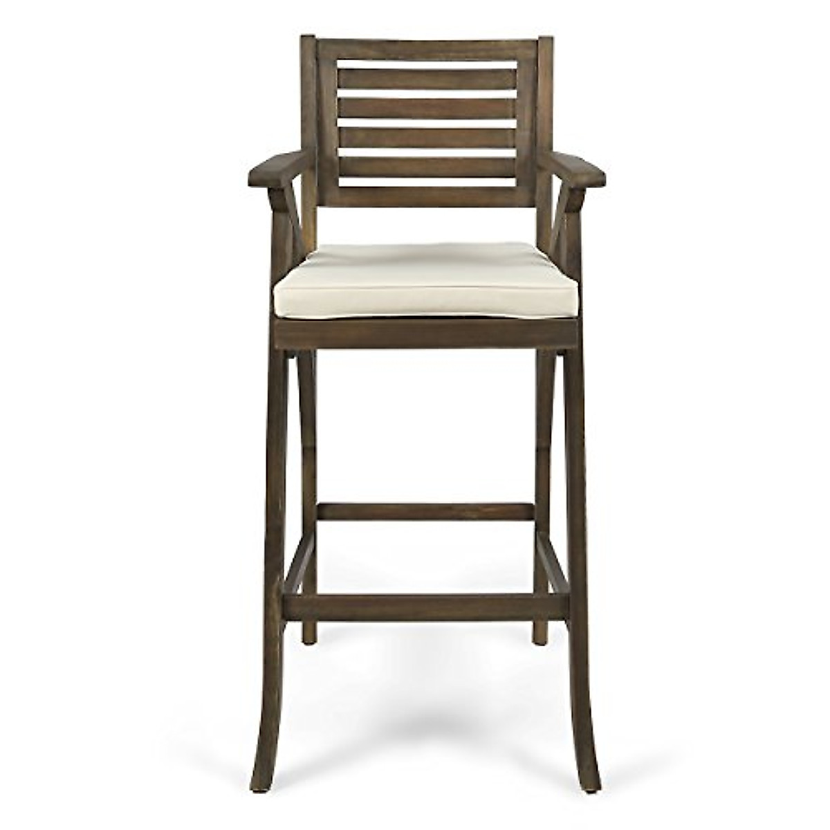 Christopher Knight Home Hermosa Barstool (Set of 2), Grey Finish/Cream Cushion