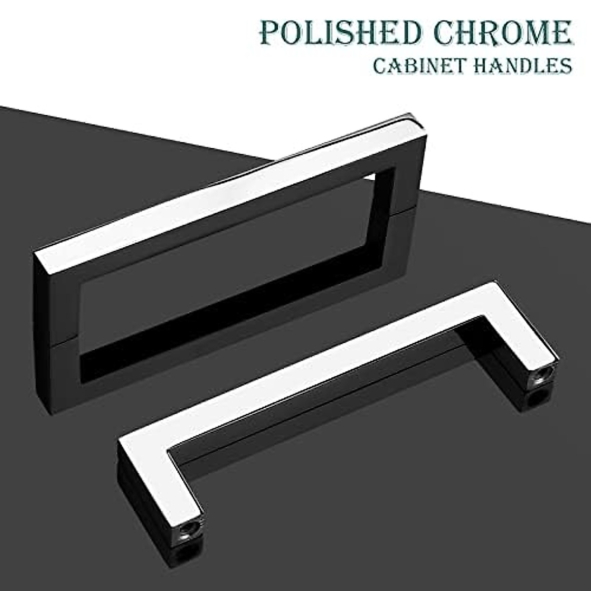 GOBEKOR 30 Pack Chrome Drawer Pulls 3-3/4in(96mm) Hole Center Solid Handles for Cabinets and Dressers Square Kitchen Hardware