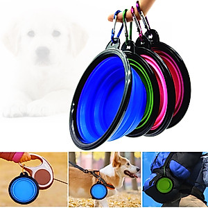 Collapsible Bowls Dog Pet Bowl, 4 Pack for Cats Dogs Travel Bowl Portable Foldable Pet Feeding Watering Dish Pet Supplies for Walking Parking Traveling Camping with 4 Carabiner Clip