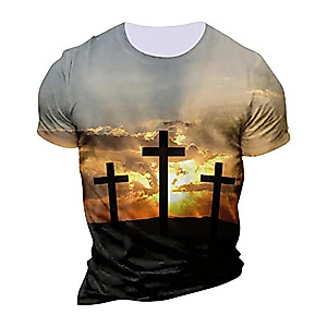 Men's Summer Crewneck Blouses for Leggings Basic Tees Hide Belly Generic Casual Tops Floral Printed Button Down Shirt 2023 Fashion Henley Shirts Bohemia Tops Loose T-Shirts Short Sleeve