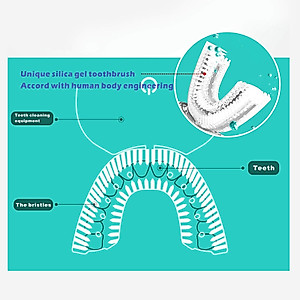SIOTMERA Toddler U Shaped Soft Toothbrush 360° Clean Whole Mouth, Best Kids Teeth Brushes, Age 6-12 Years Infant Toothbrush,White Donut Design Handle with 3 Food Grade Soft Silicone Brush Head