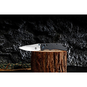 CNYJ Axis Lock Pocket Knife Everyday Carry Folding Knife Thumb Studs Manual Open Pocket Knives Carbon Fiber Handle EDC Knife with Deep Carry Pocket Clip For Men Women