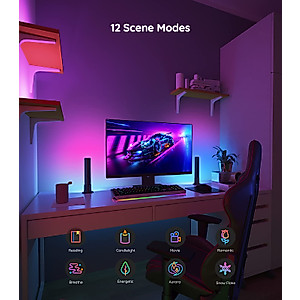 Govee Smart Light Bars, RGBICWW Smart LED Lights with 12 Scene Modes and Music Modes, Bluetooth Color Light Bar for Entertainment, PC, TV, Room Decoration