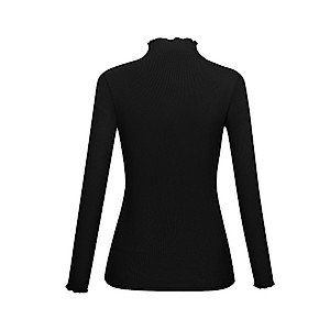 Plus Size Tops for Women Aesthetic Clothes Long Sleeve Black Turtleneck Pullover X-Large