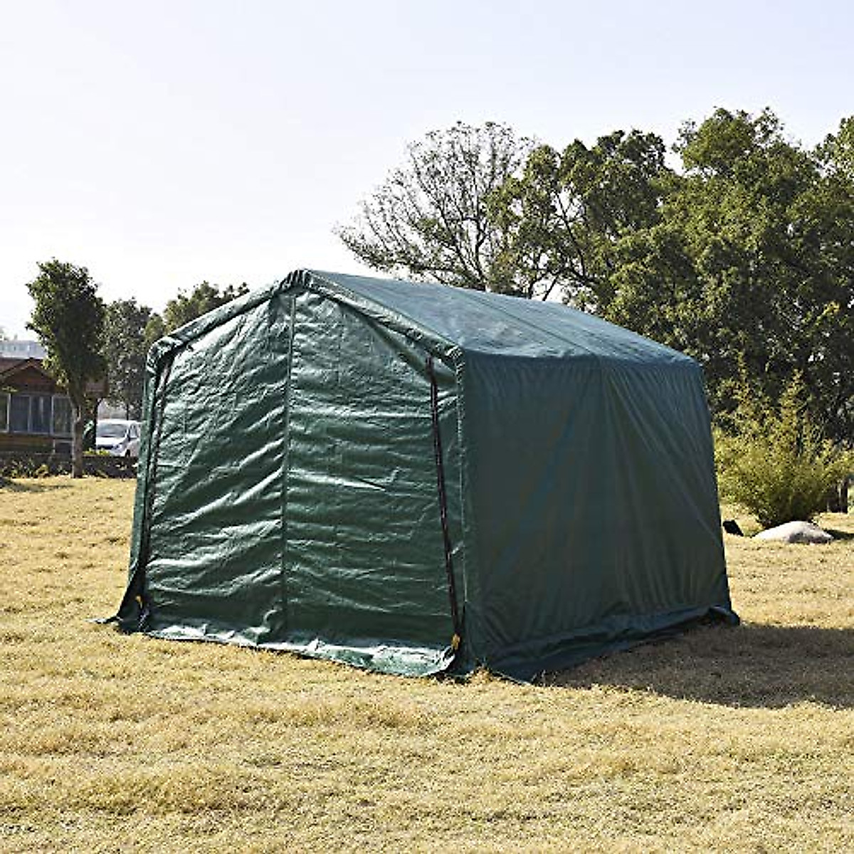 walnest Auto Storage Shelter Car Garage Steel Heavy Duty Carport Canopy Metal Frame Tent Waterproof (10×10×8ft, Green)